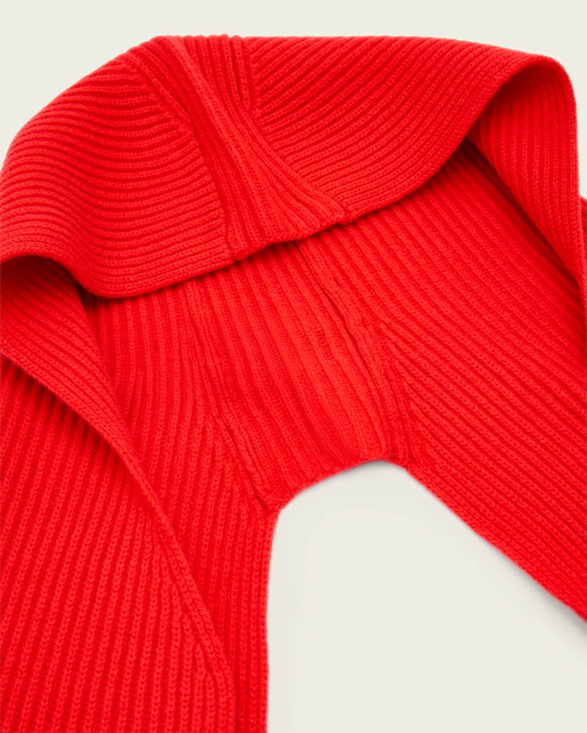 Wren Wool Hooded Scarf CRIMSON RED | ALLSAINTS Canada